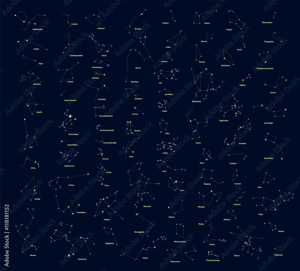 Big set of constellations, vector illustration Stock Vector | Adobe Stock
