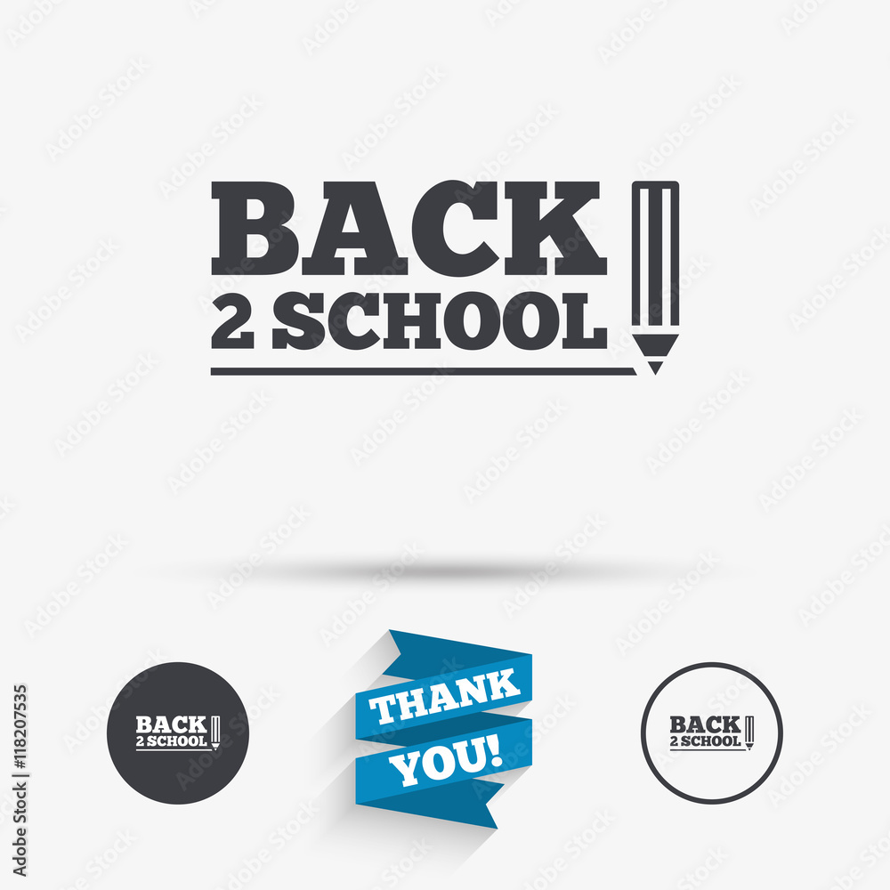 Back to school sign icon. Back 2 school symbol. Stock Vector | Adobe Stock