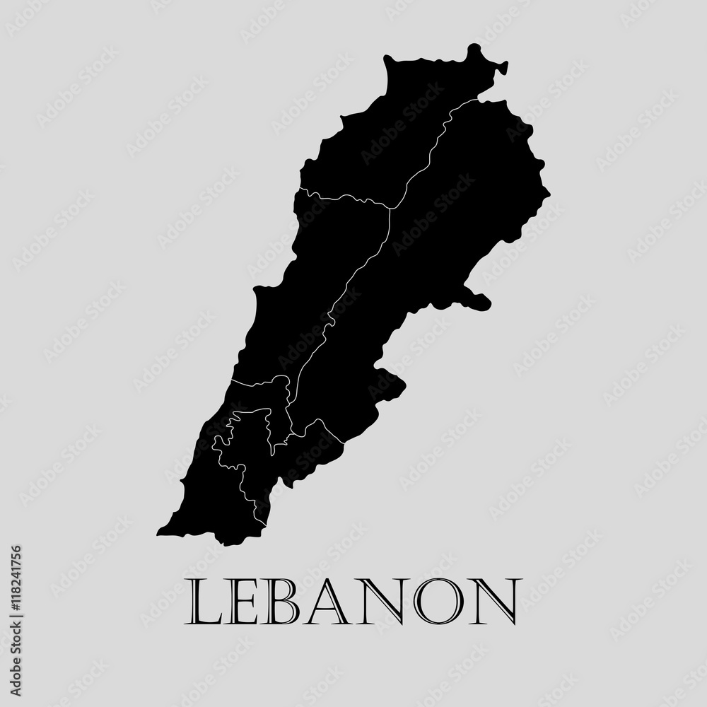 Black Lebanon map - vector illustration Stock Vector | Adobe Stock