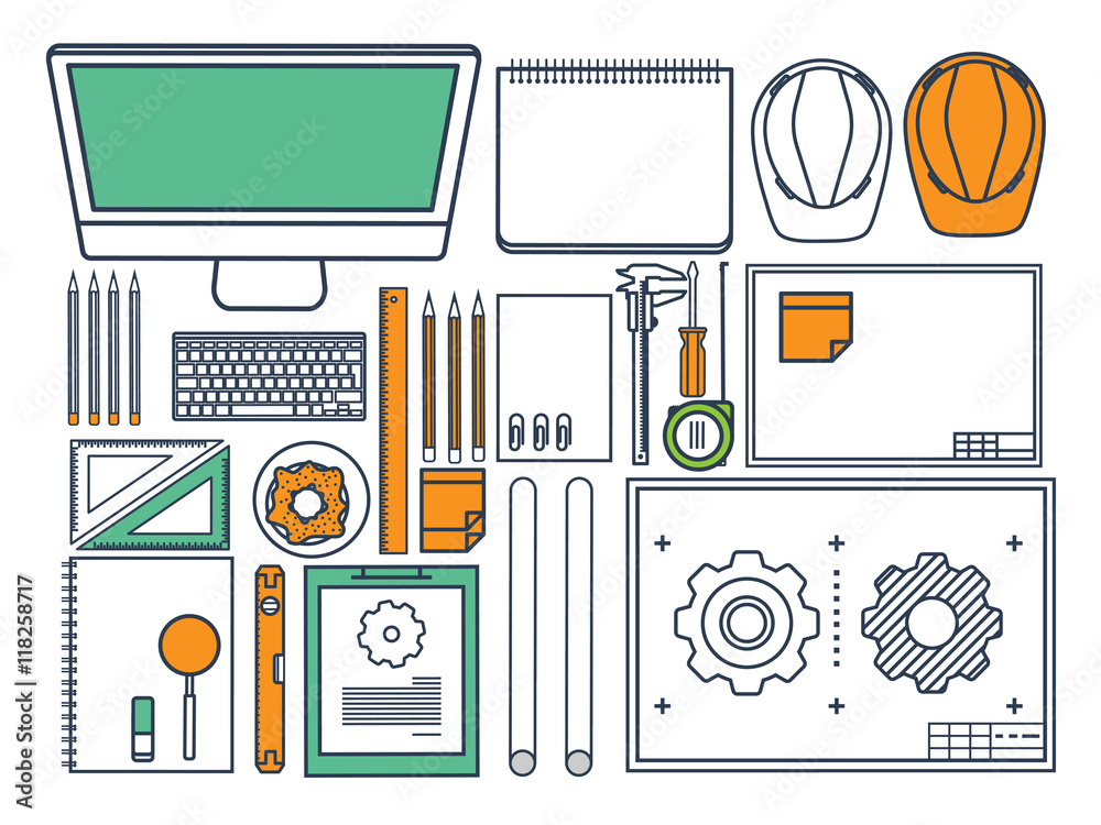Vector illustration. Engineering and architecture. Drawing ...