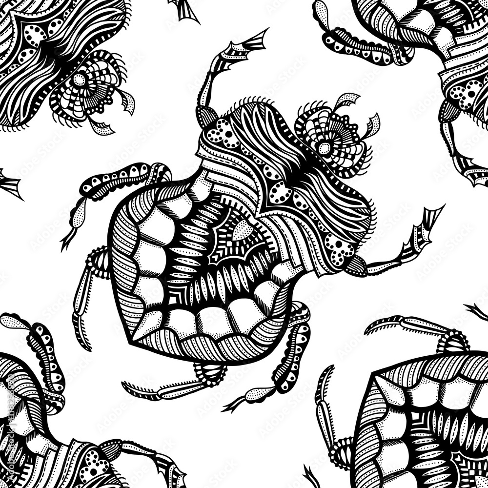 hand drawn zentangle stylized beetle Stock Vector | Adobe Stock
