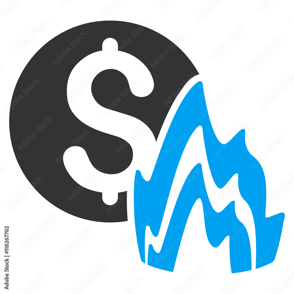 Fire Disaster Price icon. Vector style is bicolor flat iconic symbol ...