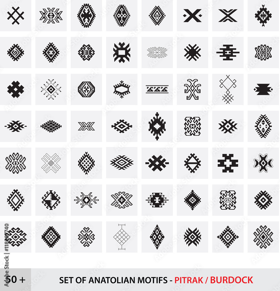 Anadolu Halı - Kilim Motifleri / Pıtrak Motifi Stock Vector | Adobe Stock