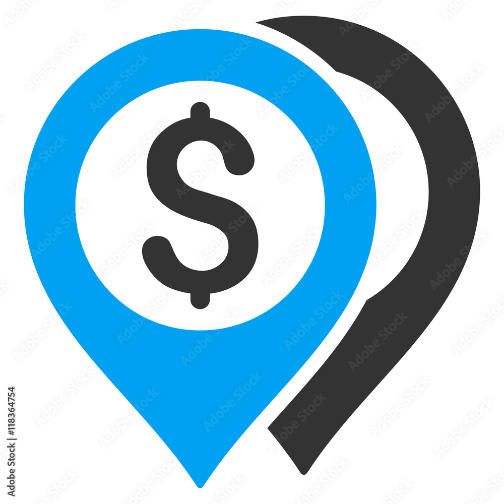 Dollar Bank Markers icon. Vector style is bicolor flat iconic symbol ...