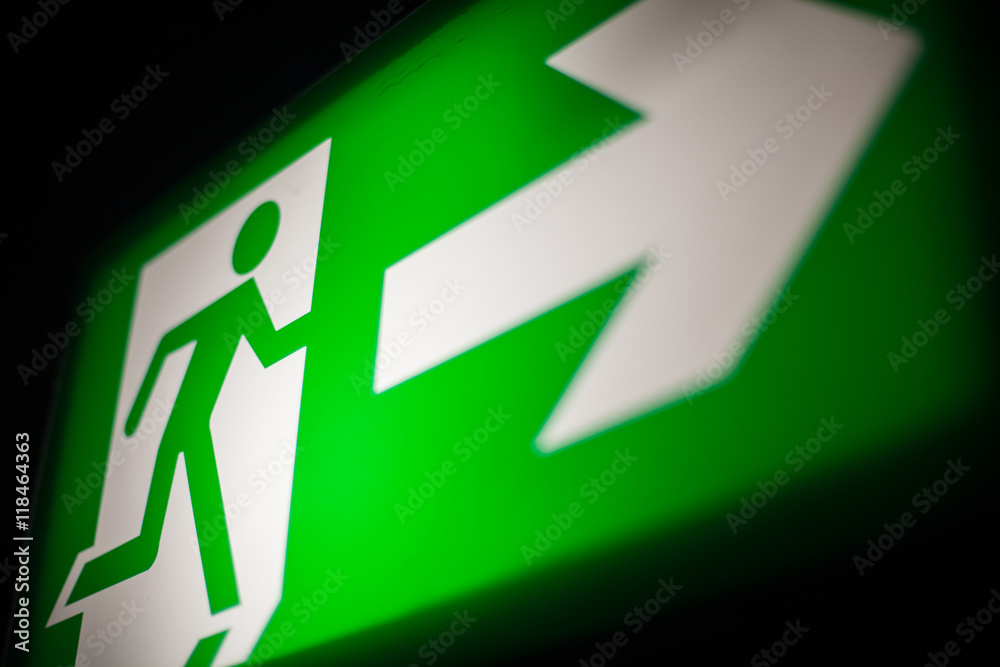 Emergency exit sign Stock Photo | Adobe Stock