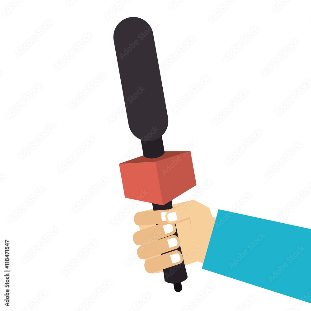 hand microphone news journalist media audio public press vector ...