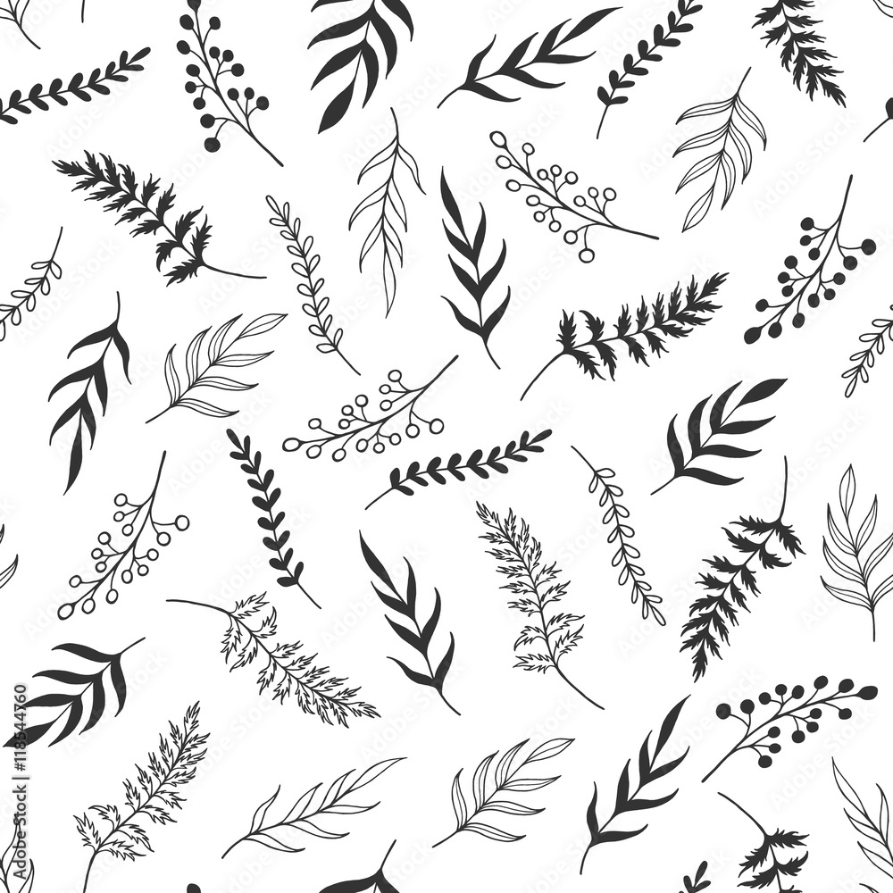 Leaf Pattern Black And White
