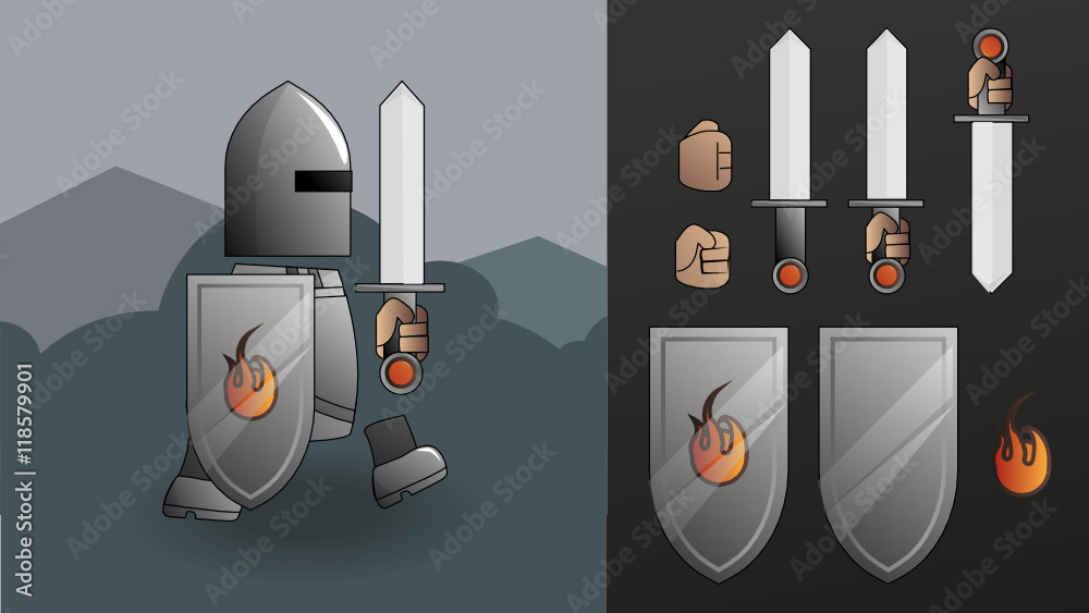 2d game / platformer character , Swordsman / Warrior / Knight / soldier ...
