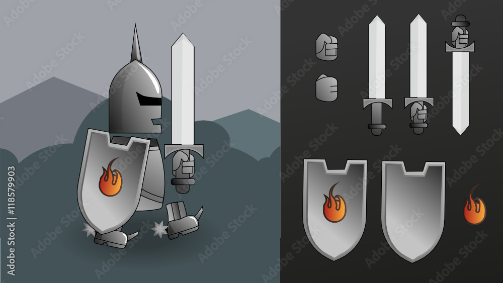 2d game / platformer character , Swordsman / Warrior / Knight / soldier ...