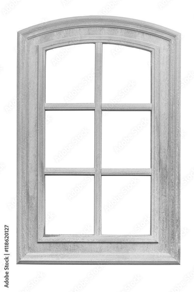 Wood window frame isolated on white background Stock Photo | Adobe Stock