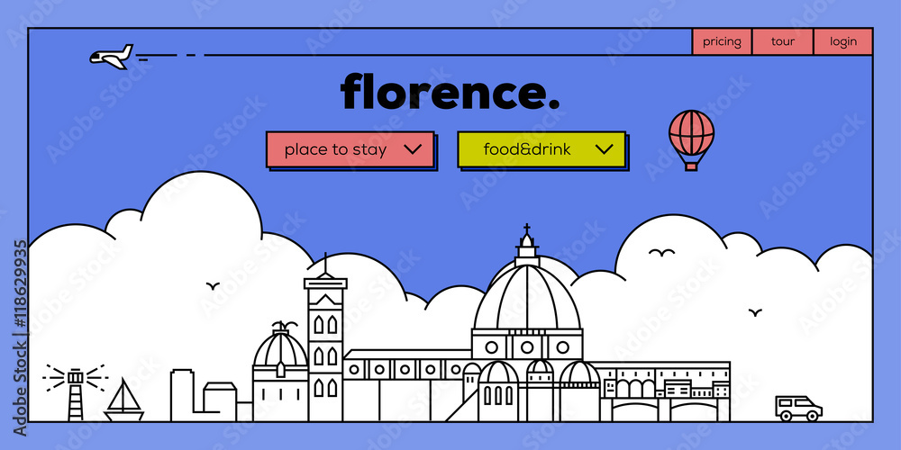 Florence Modern Web Banner Design with Vector Linear Skyline Stock ...