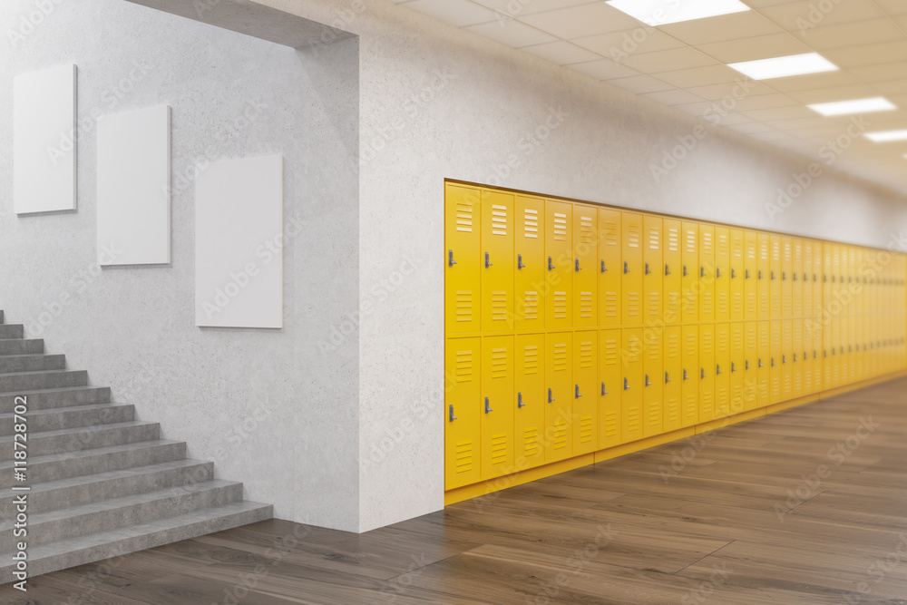 School corridor with posters Stock Illustration | Adobe Stock