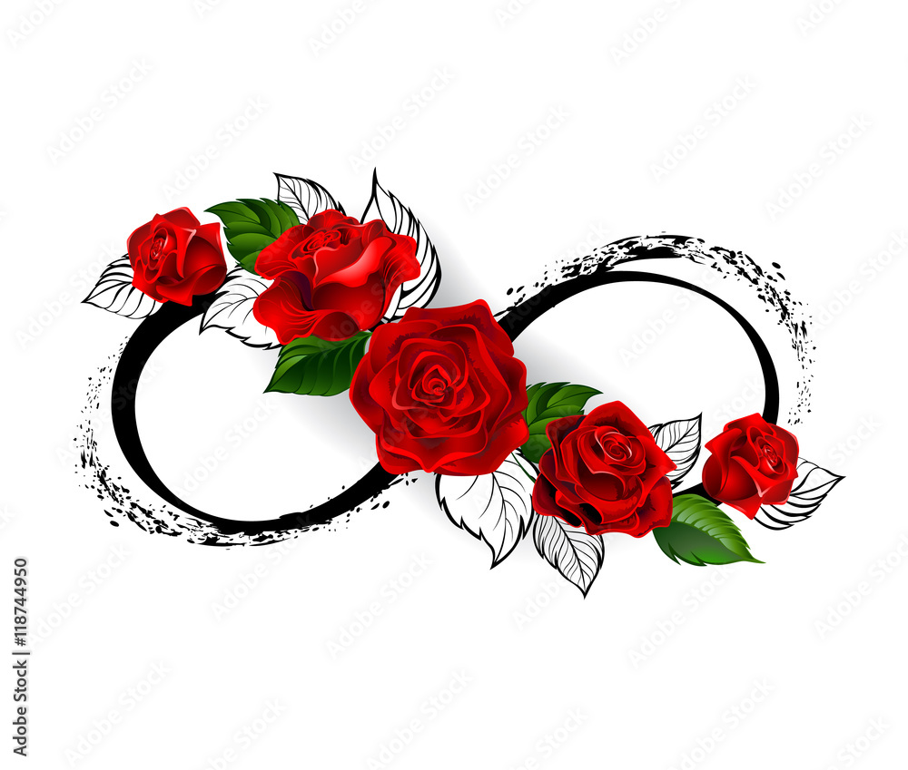 Infinity symbol with red roses Stock Vector | Adobe Stock
