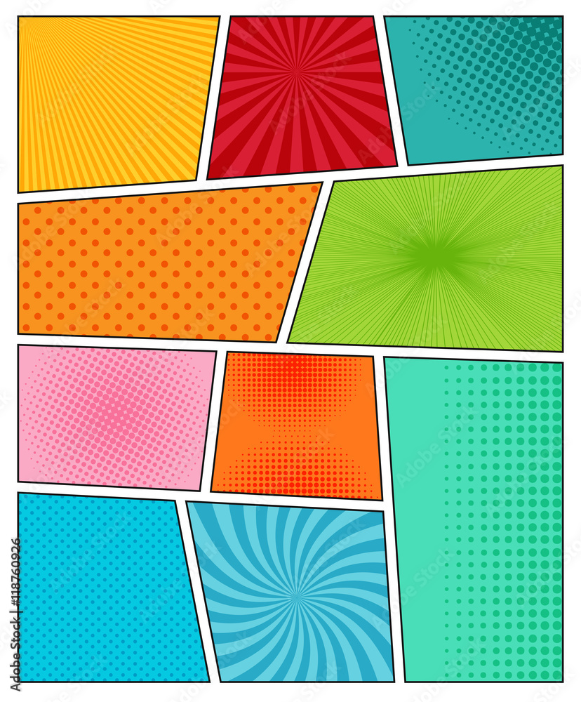 Big set of comic book backgrounds Stock Vector | Adobe Stock
