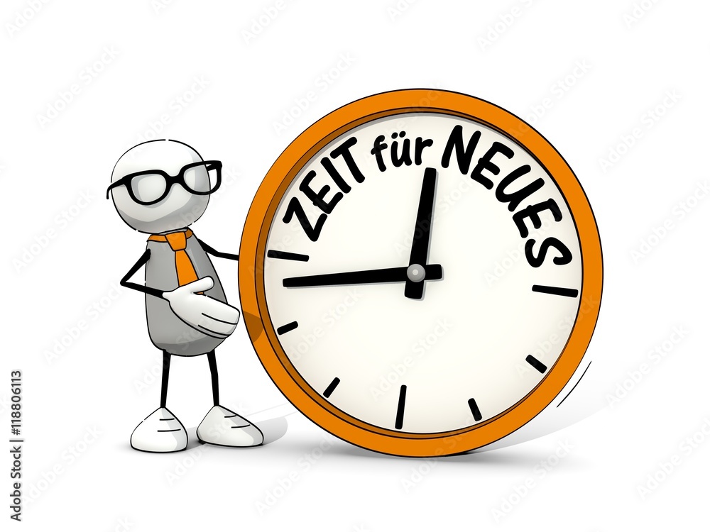 little sketchy man with tie and glasses and clock - time for something ...