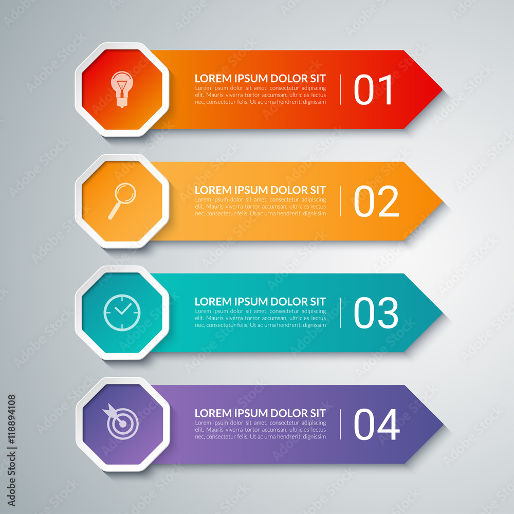Infographic arrow design elements. Business template with 4 options ...