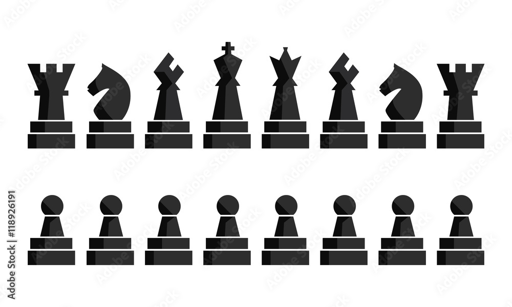 Black chess icons set. Chess board figures. Vector illustration chess ...