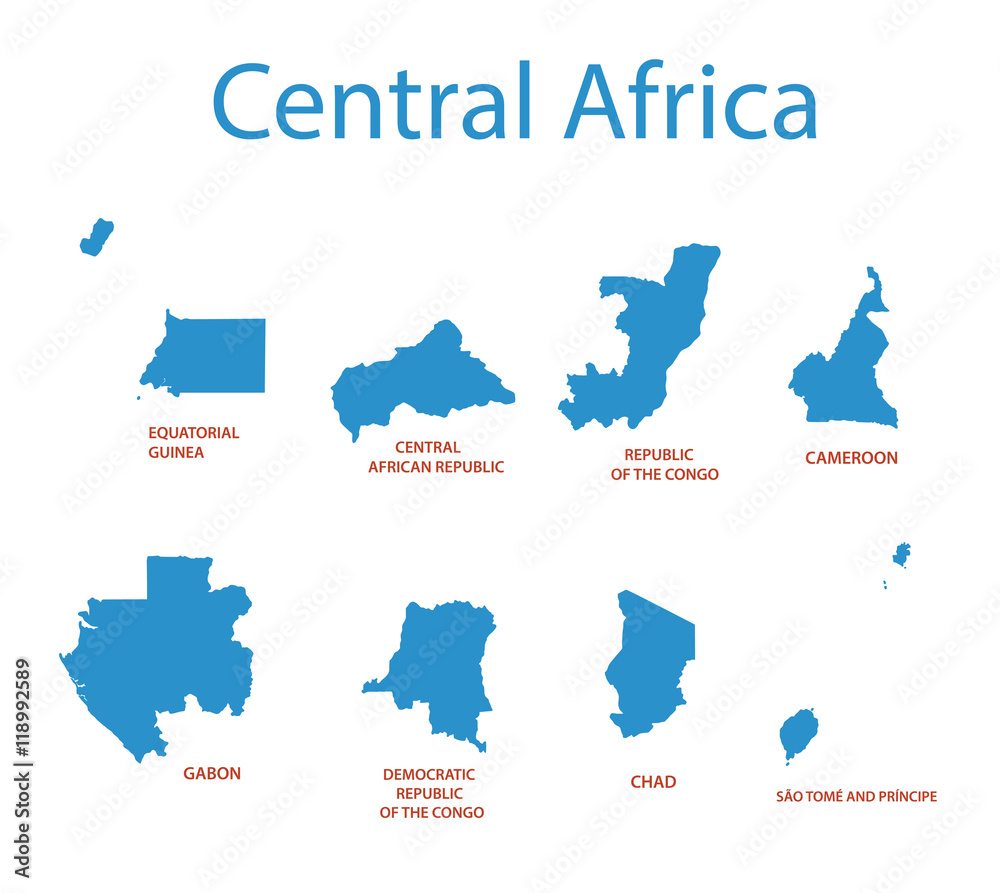 Central Africa - vector maps of territories Stock Vector | Adobe Stock