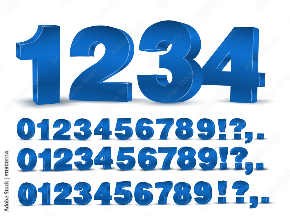 Blue vector numbers Stock Vector | Adobe Stock
