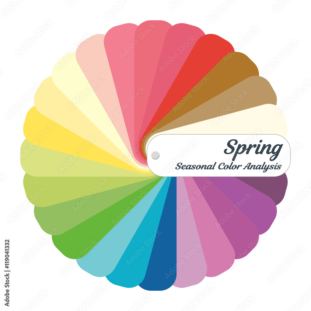 Stock vector color guide. Seasonal color analysis palette for spring ...