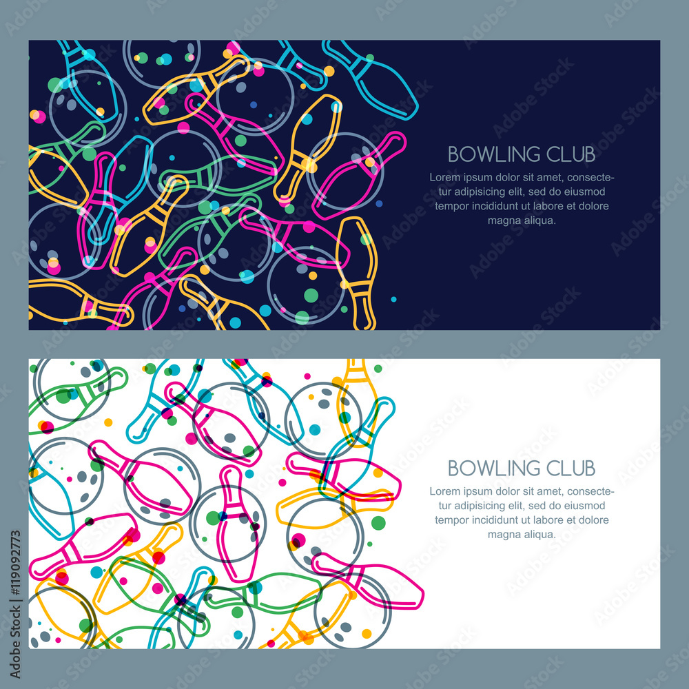 Set of bowling banner backgrounds, poster, flyer or label design ...