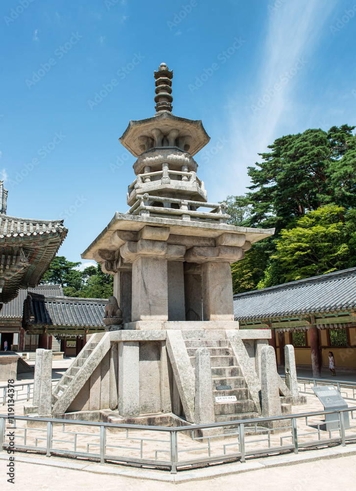 Gyeongju, South Korea - August 18, 2016: The stone pagoda Dabotap in ...