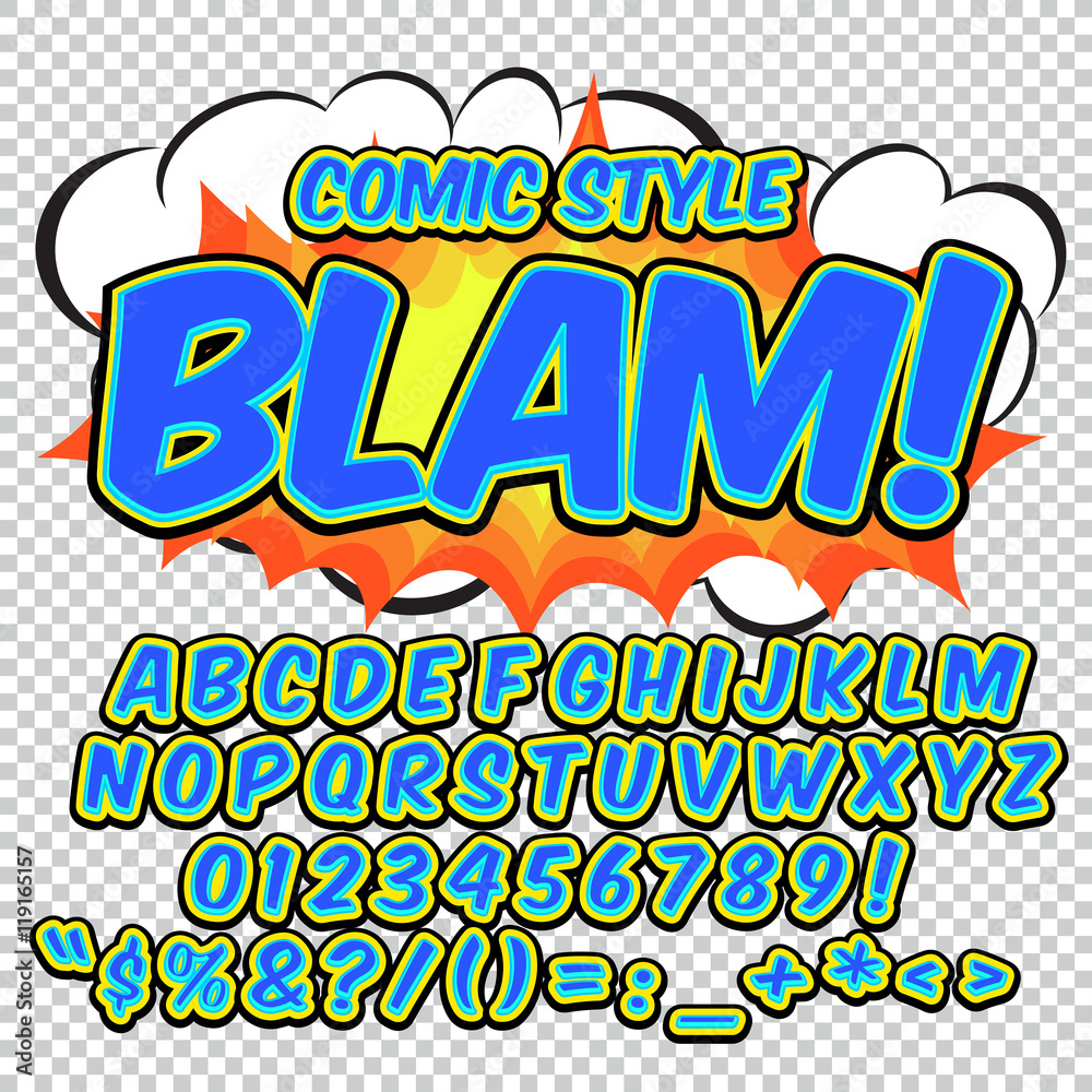 Alphabet collection set. Comic pop art style. Light color version ...