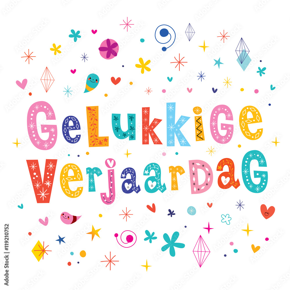gelukkige verjaardag Dutch Happy birthday greeting card Holland Stock ...
