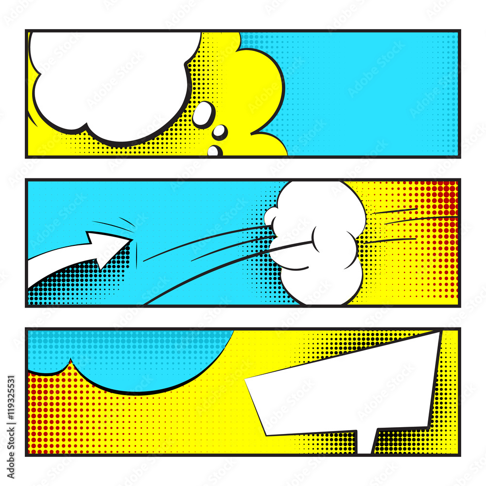 Pop art funny vector banners with comic background Stock Vector | Adobe ...