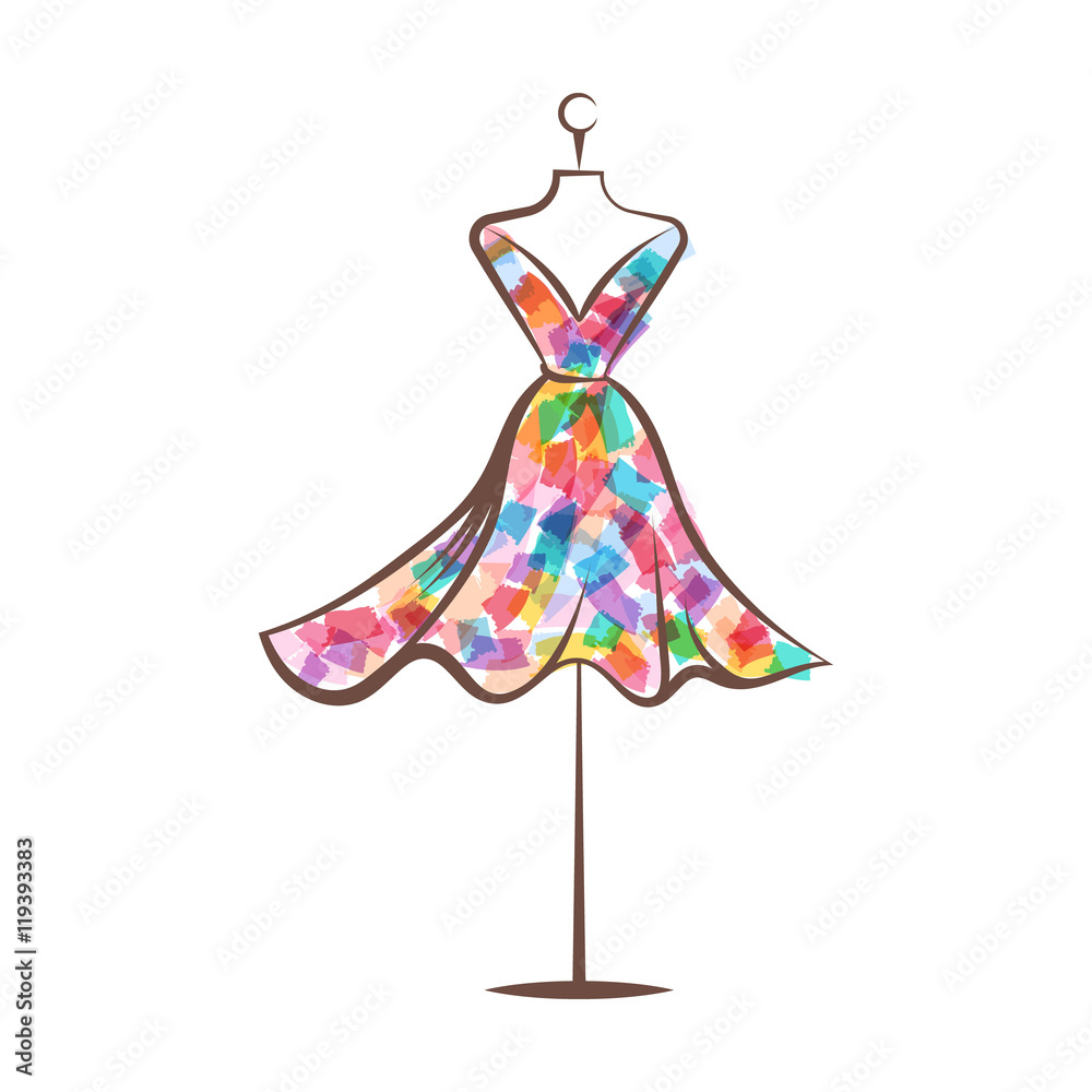 dummy dress hand drawing illustration vector Stock Vector | Adobe Stock