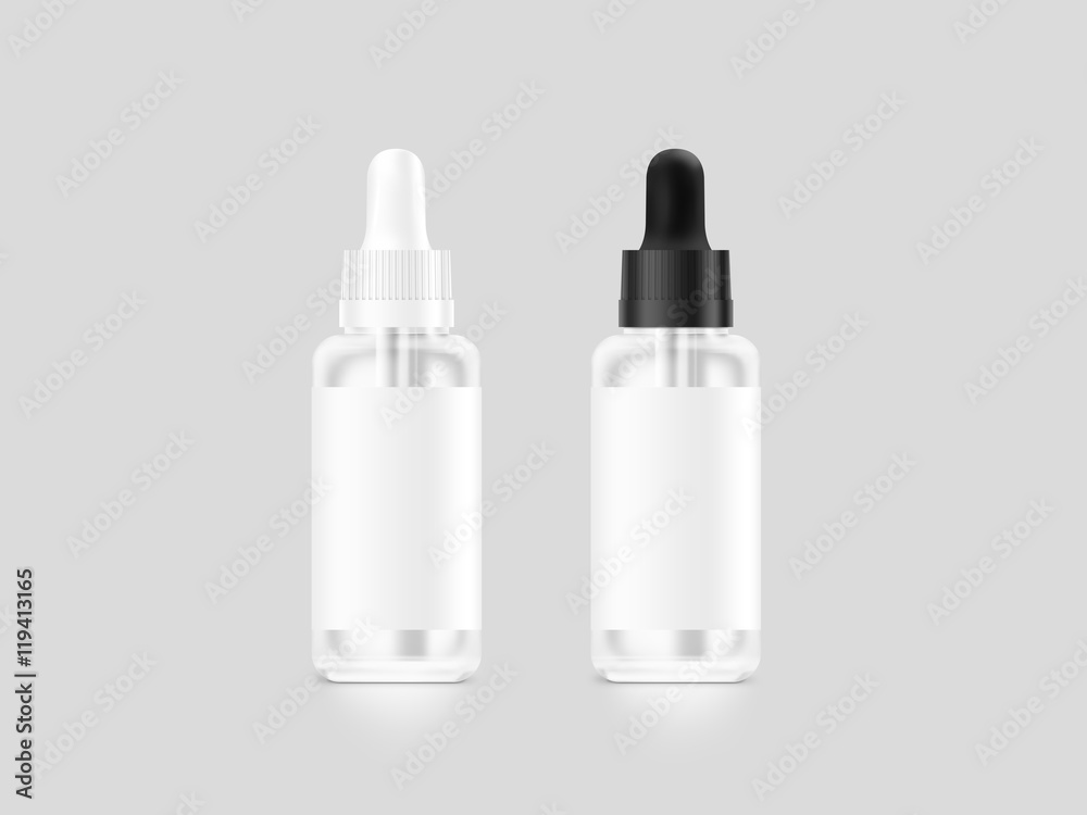 Blank white and black vape liquid dropper bottle mockup isolated ...