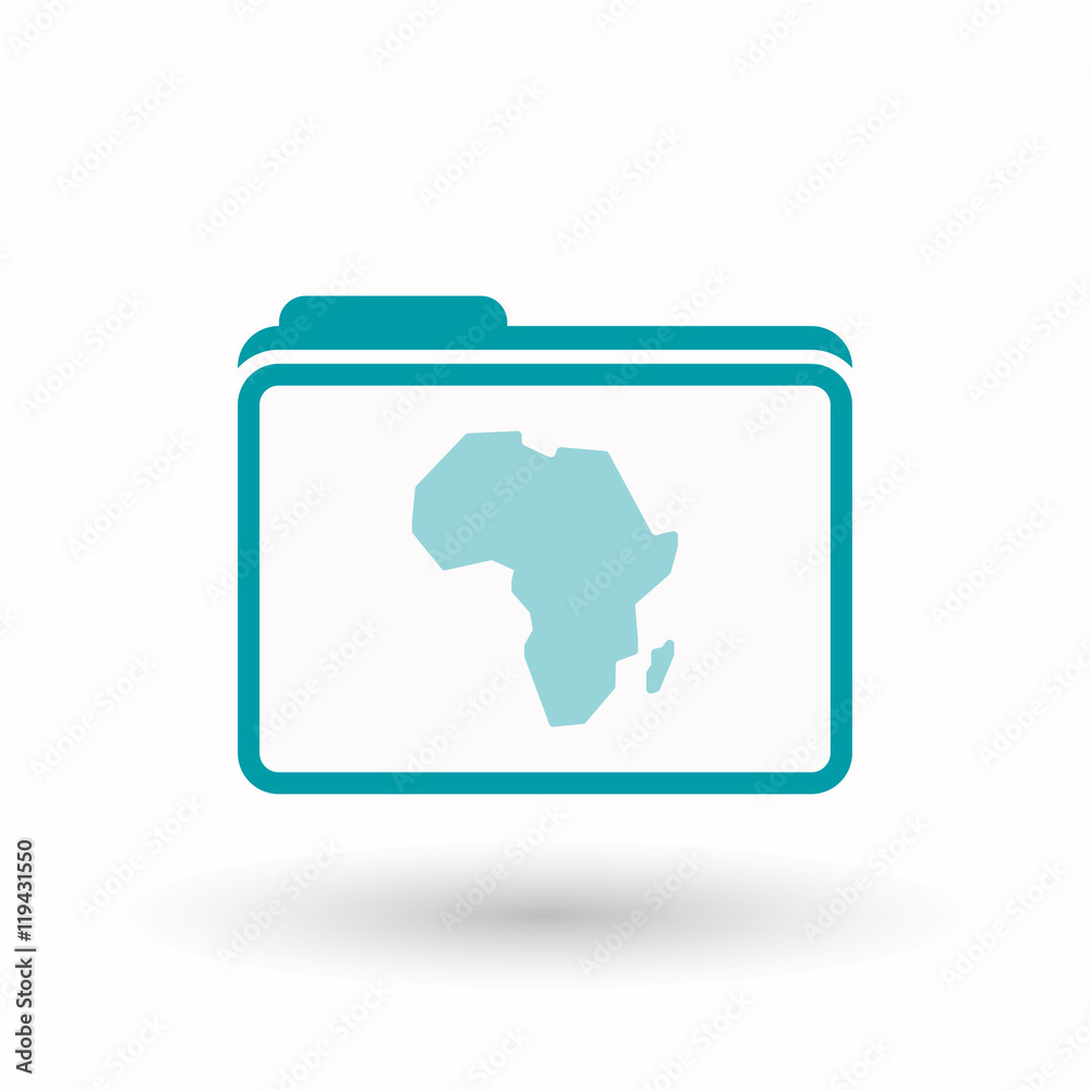Isolated line art folder icon with a map of the african contin Stock ...