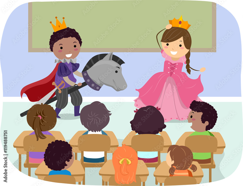 Stickman Kids Class Role Play Stock Vector | Adobe Stock