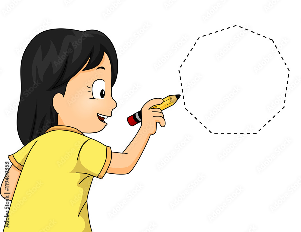 Kid Girl Trace Nonagon Stock Vector | Adobe Stock