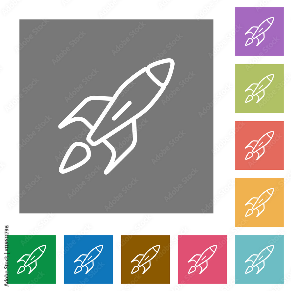 Launched rocket square flat icons Stock Vector | Adobe Stock