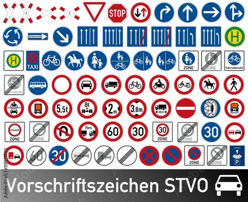 Verkehrszeichen STVO Vorschriftszeichen Sammlung icon Set Vektor ...