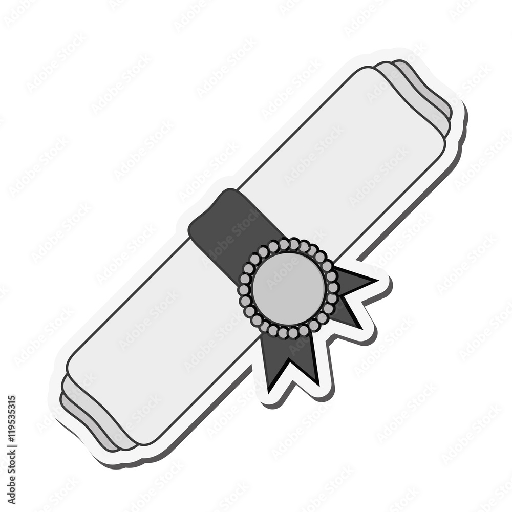 diploma seal stamp paper graduation university icon. Flat and isolated ...