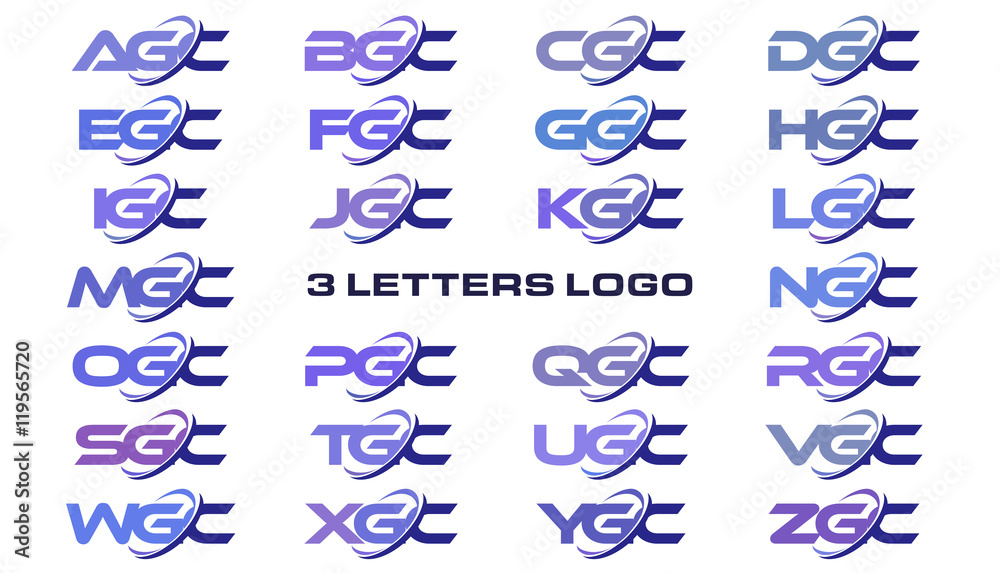 Image vectorielle Stock 3 letters modern generic swoosh logo AGC, BGC ...