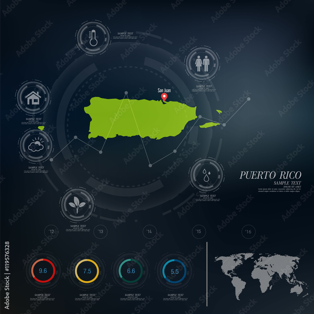 PUERTO RICO map infographic Stock Vector | Adobe Stock