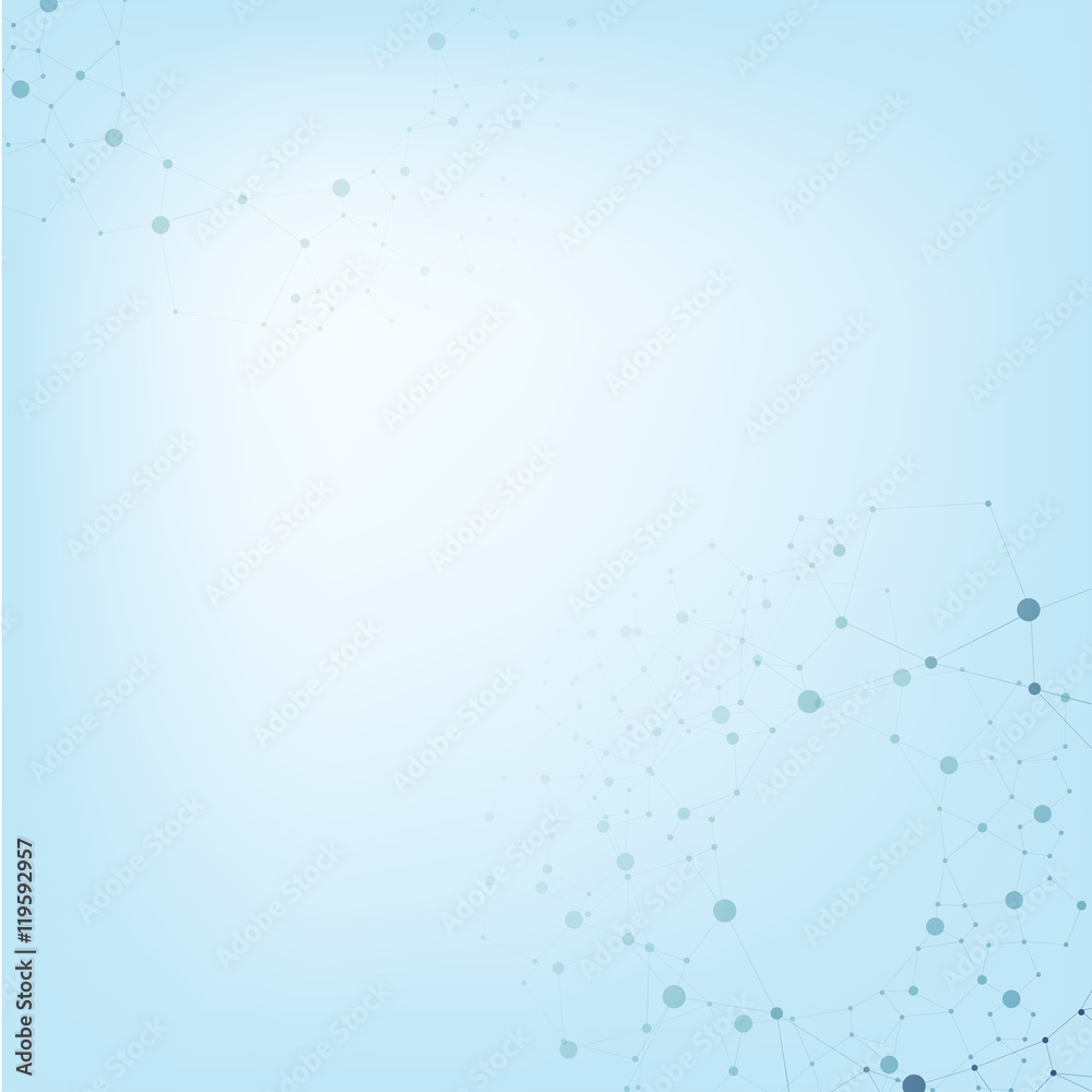 Abstract gradient light blue background with molecular pattern Stock ...
