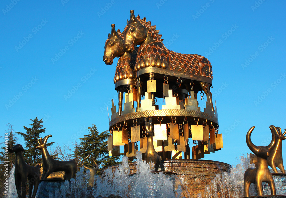 Colchis Fountain in Kutaisi, Georgia, adorned with large-scale copies ...