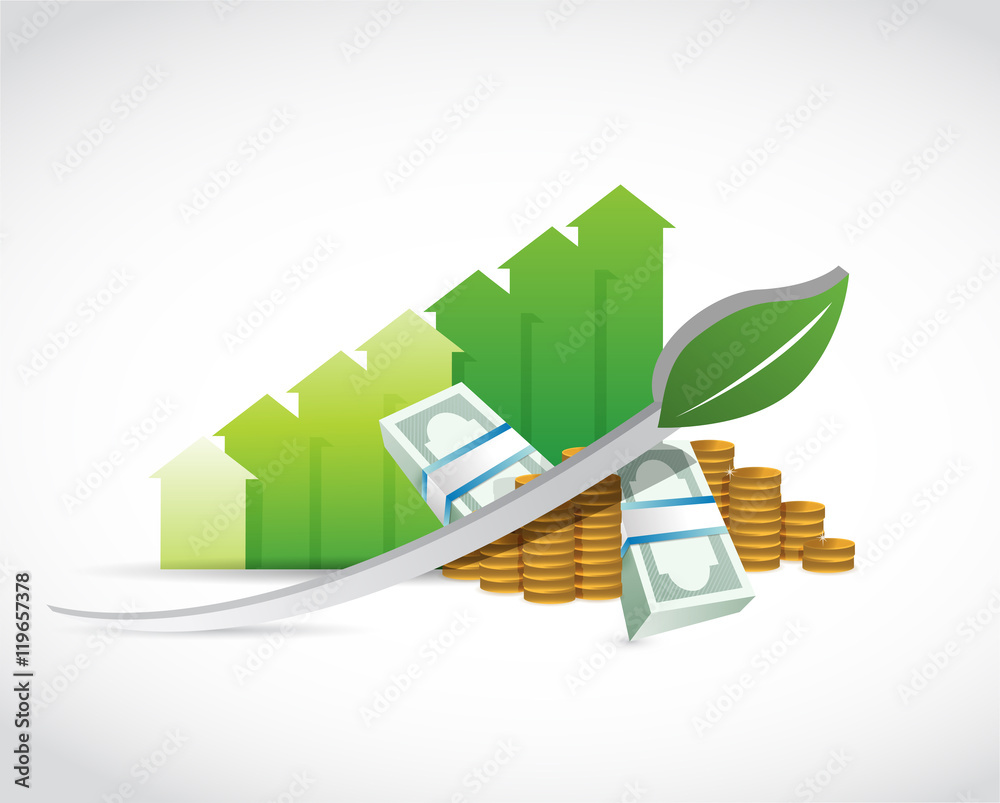 green eco graph chart illustration Stock Photo | Adobe Stock