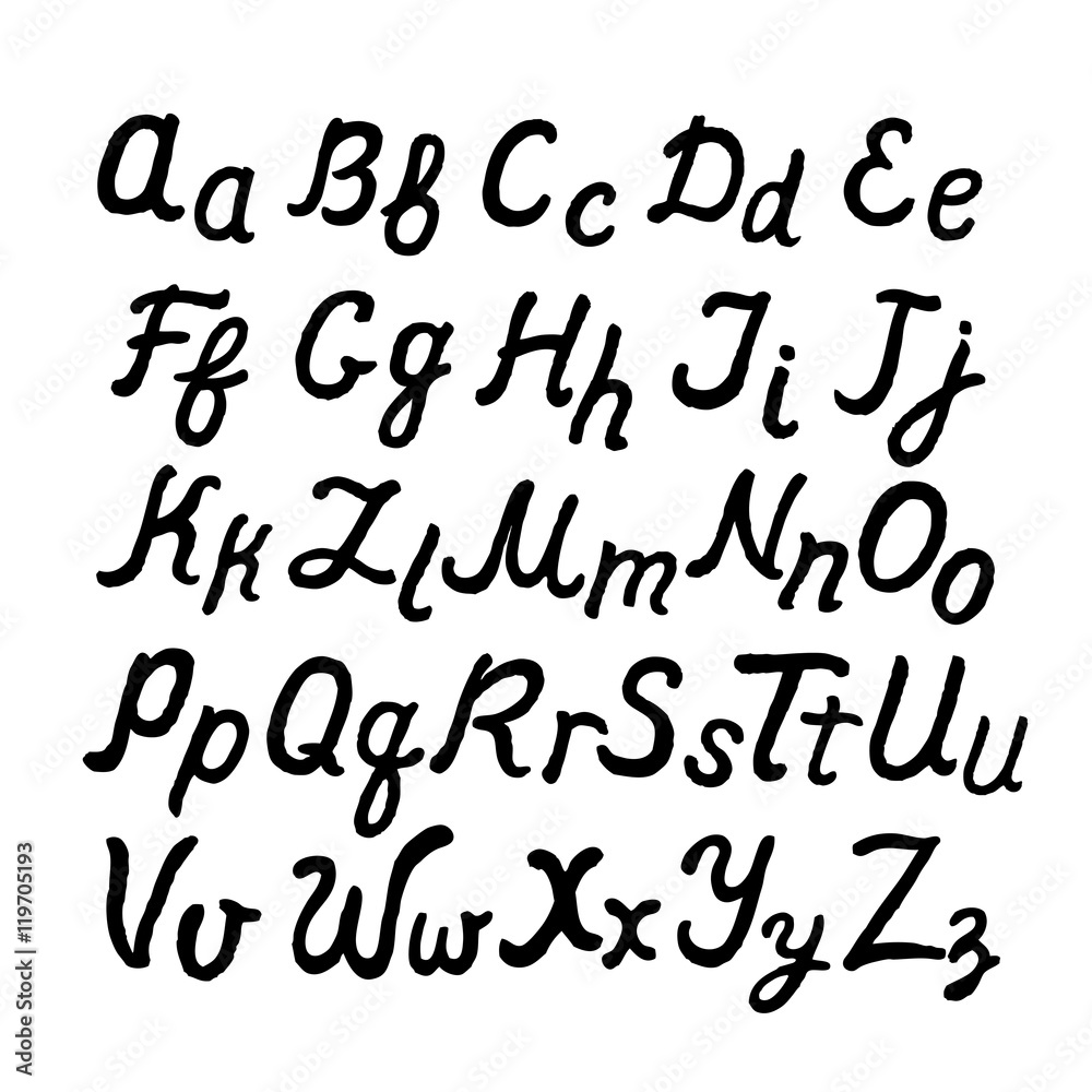 Handwritten cursive English alphabet Stock Vector | Adobe Stock