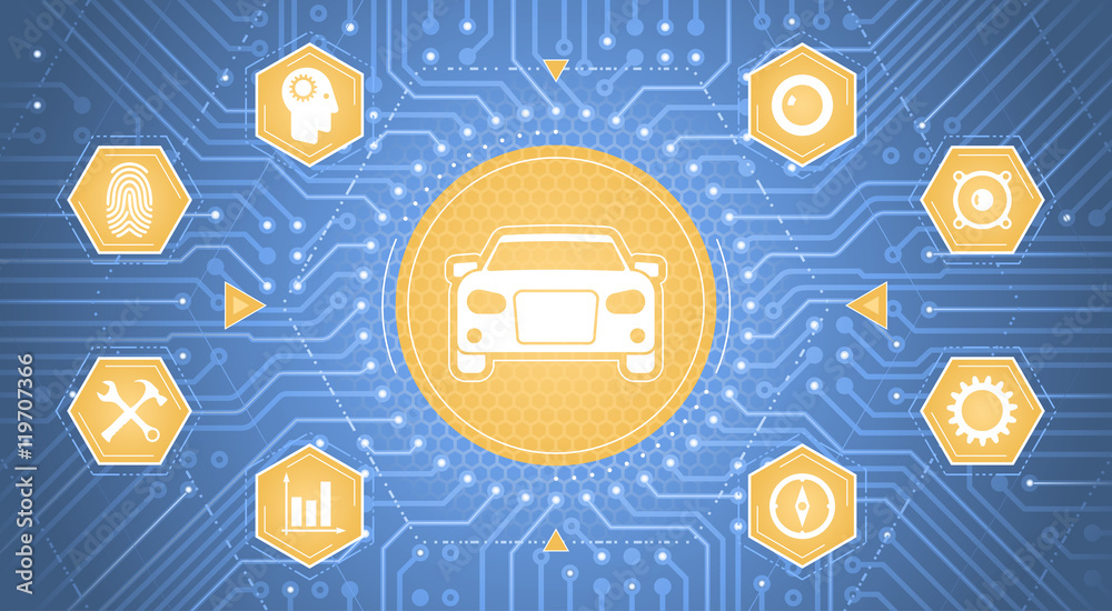 Smart Car Interface. Infographical template as a graphic interface of ...
