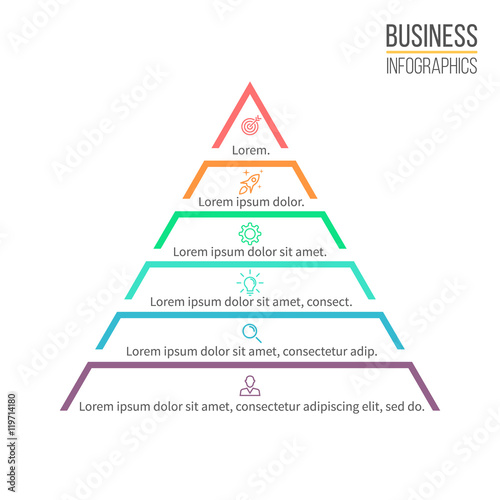 Pyramid, triangle with 6 steps, levels. Stock Vector | Adobe Stock