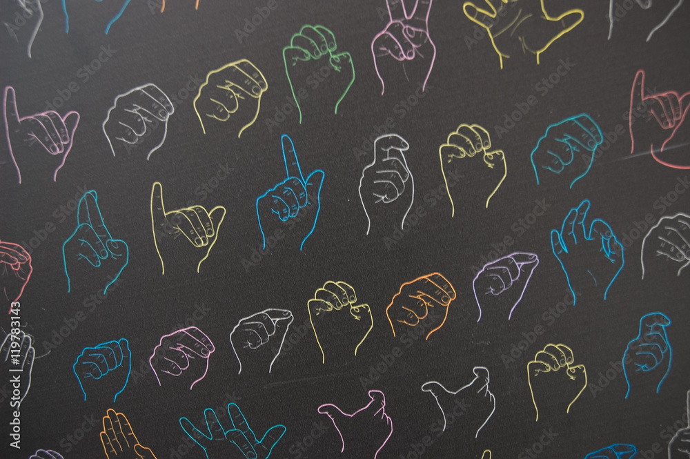 dynamic symbols of sign language Stock Photo | Adobe Stock