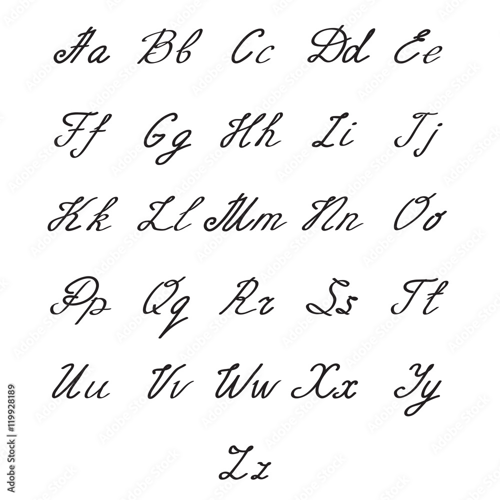 Vector hand drawn alphabet. handwritten letters. Handwritten script ...