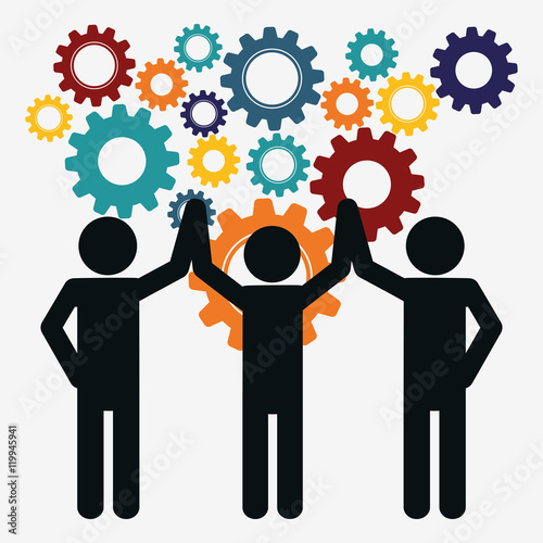 pictogram gears teamwork support collaborative cooperation work icon ...