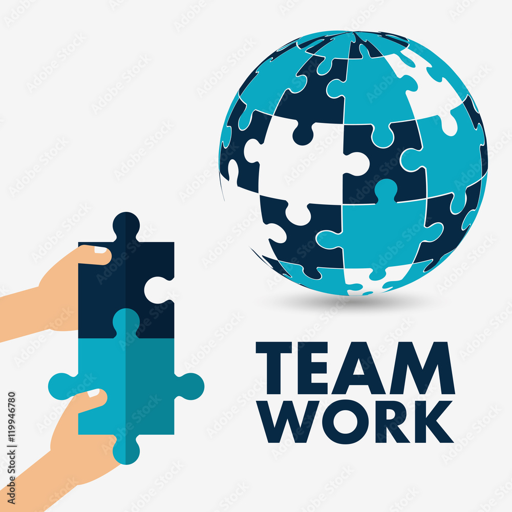 puzzle hand sphere teamwork support collaborative cooperation work icon ...