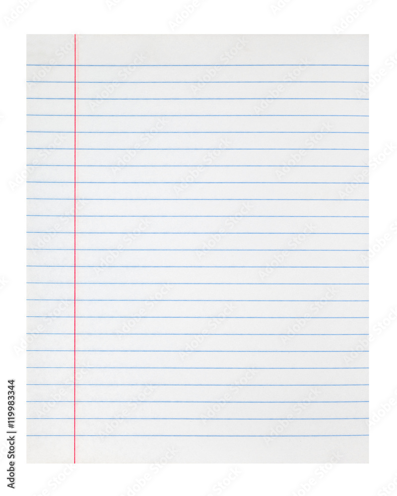 lined notebook paper sheet with left margin Stock Photo Adobe Stock